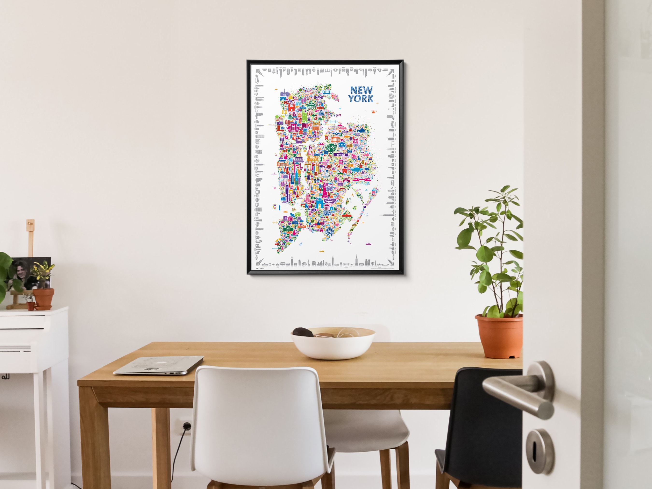Iconic NYC 5 Boroughs Map Poster: Colorful New York City Wall Art Print ...