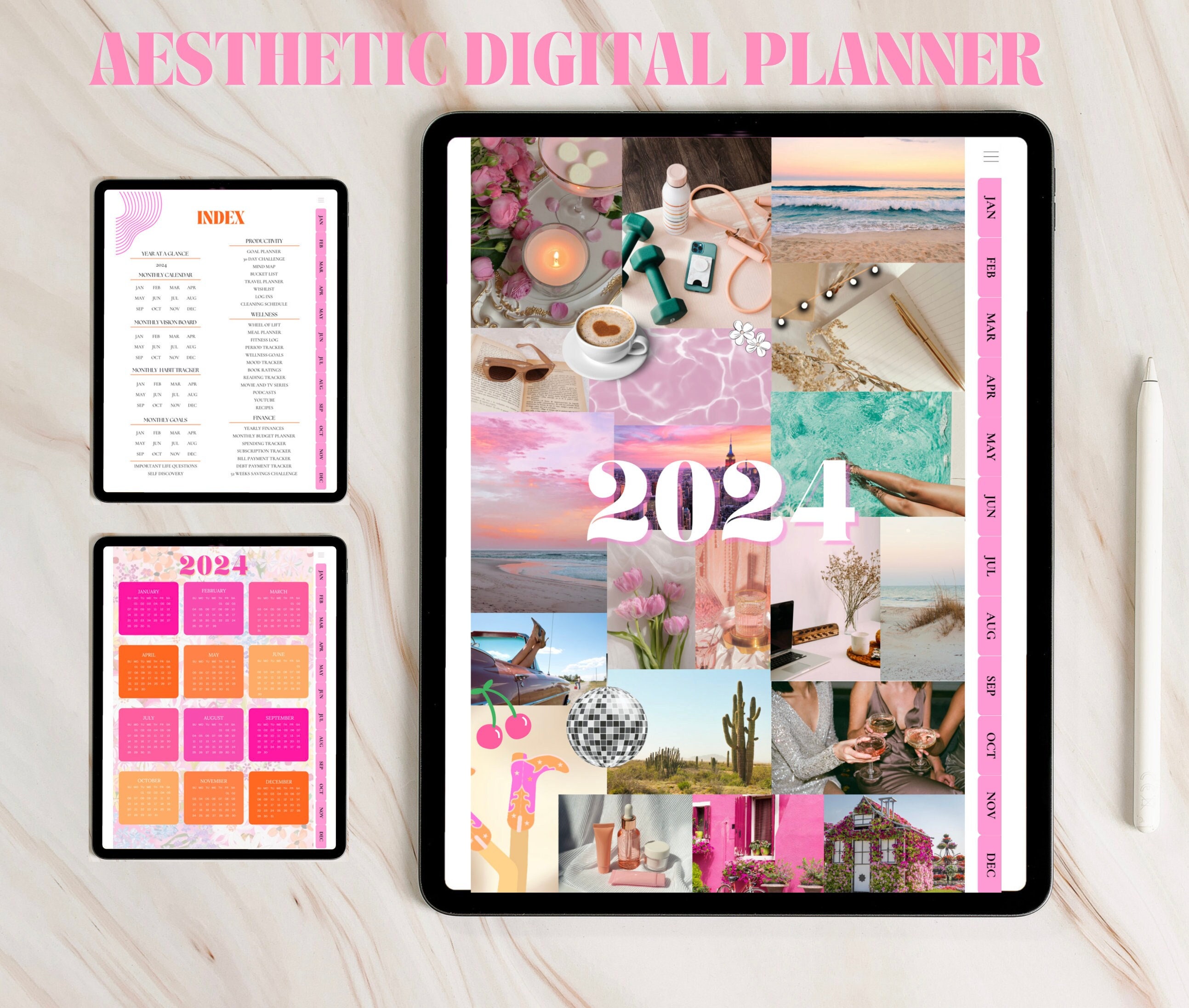 2024 Pink Digital Planner | Aesthetic, Preppy, Trendy, That Girl ...