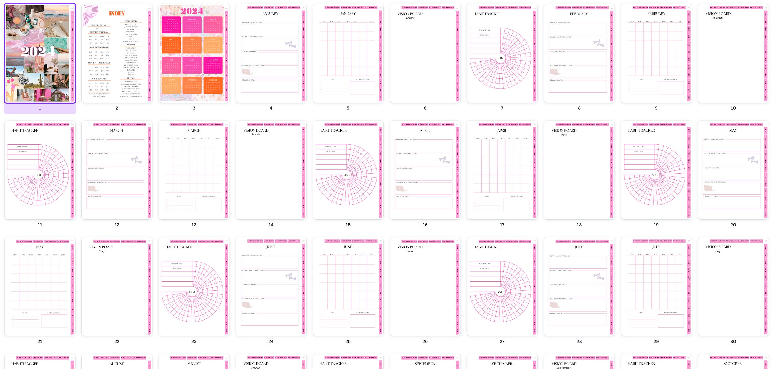 2024 Pink Digital Planner | Aesthetic, Preppy, Trendy, That Girl ...