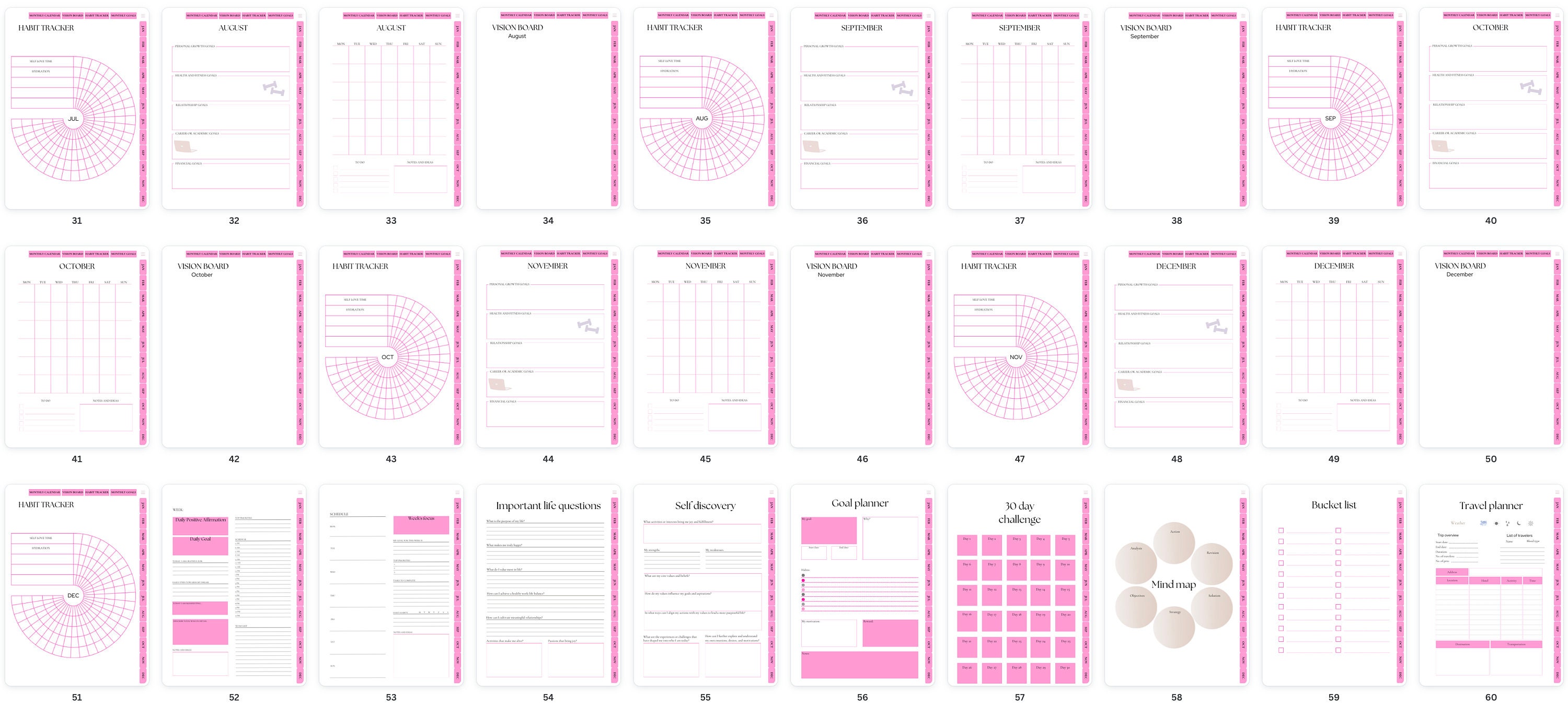 2024 Pink Digital Planner | Aesthetic, Preppy, Trendy, That Girl ...