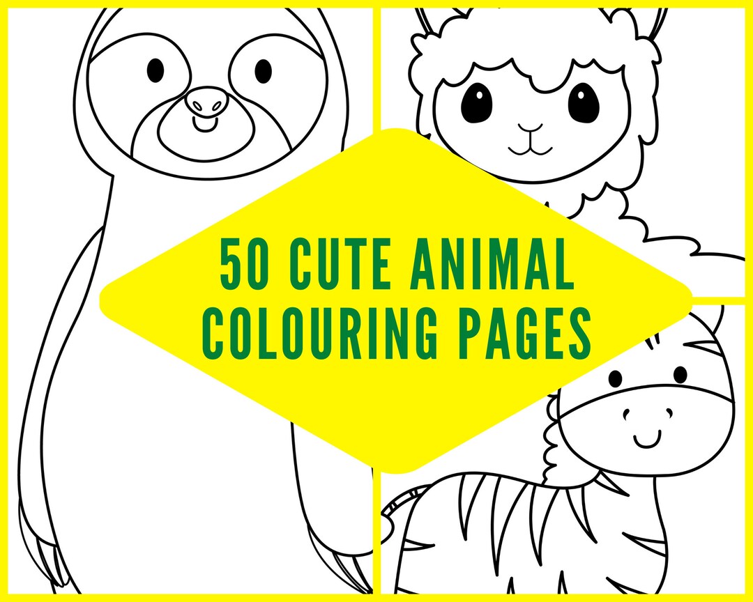 Kids' Animal Kingdom: 50 Printable Adorable Animal Colouring Pages - Etsy