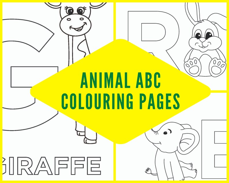 Colourful Animal Abcs: Printable Colouring Pages for Kids - Etsy