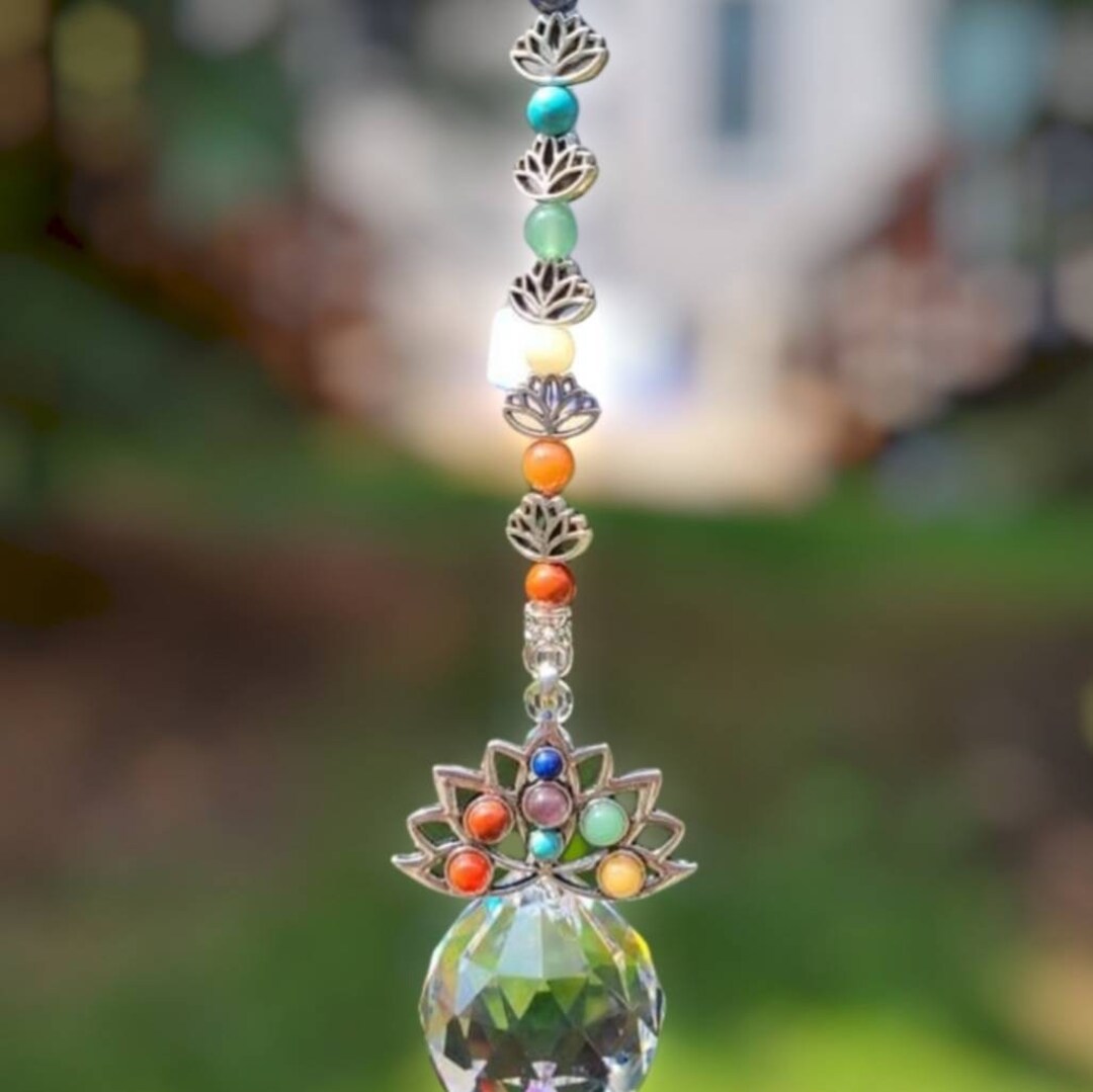 Chakra Beaded Suncatcher•chakra Lotus Suncatcher•sparkling Rainbow ...