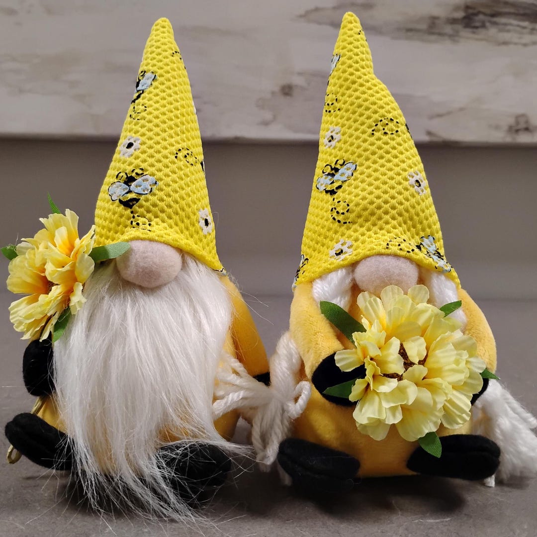 Spring Gnome: Handmade Floral Tiered Tray Decor - Etsy