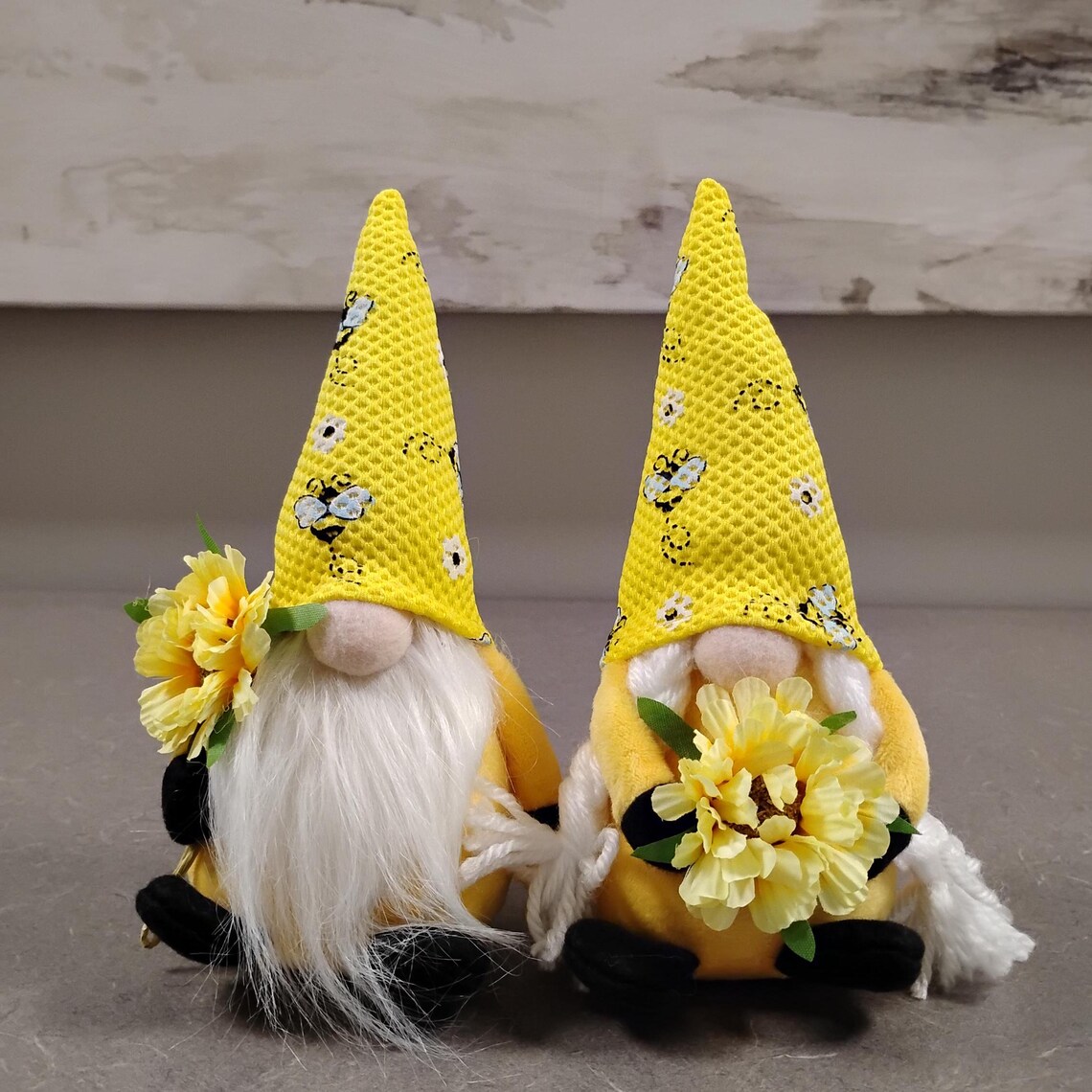 Spring Gnome: Handmade Floral Tiered Tray Decor - Etsy