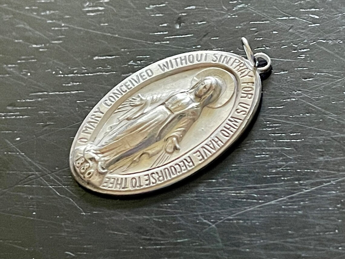 Vintage Sterling 1830 Miraculous Mary Pendant Sterling Silver - Etsy