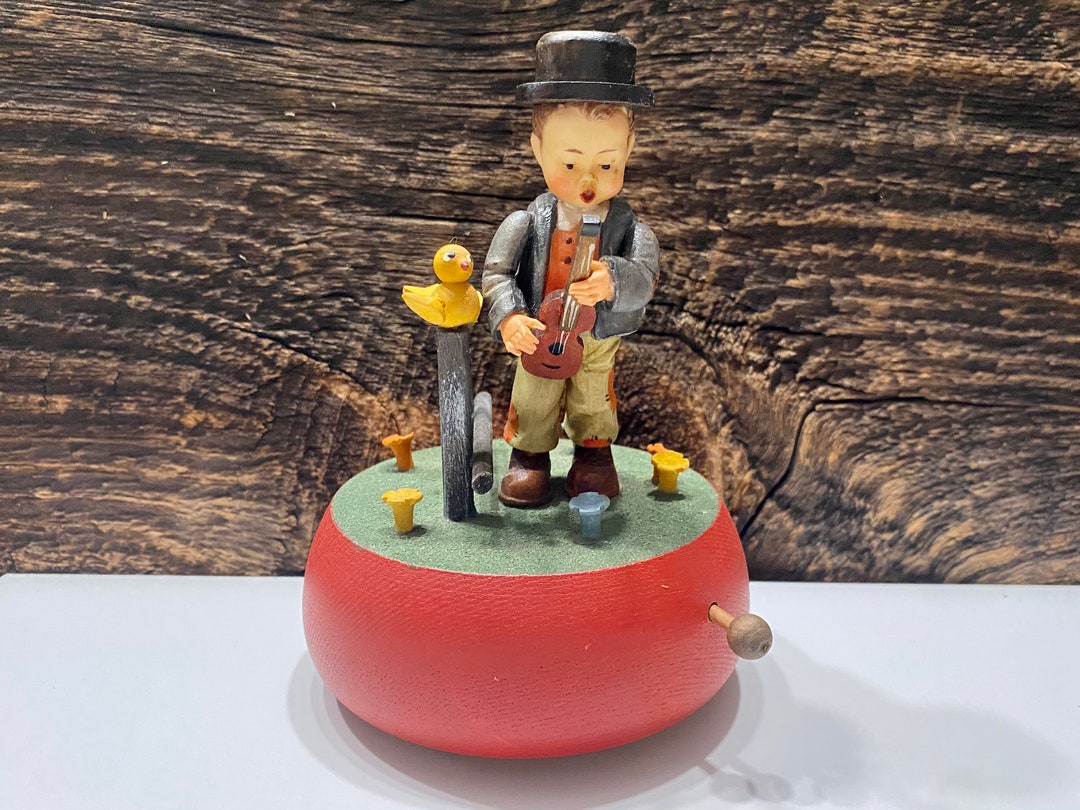 Vintage Anri Wooden Music Box: Boy With Violin, "if I Were a Rich Man ...