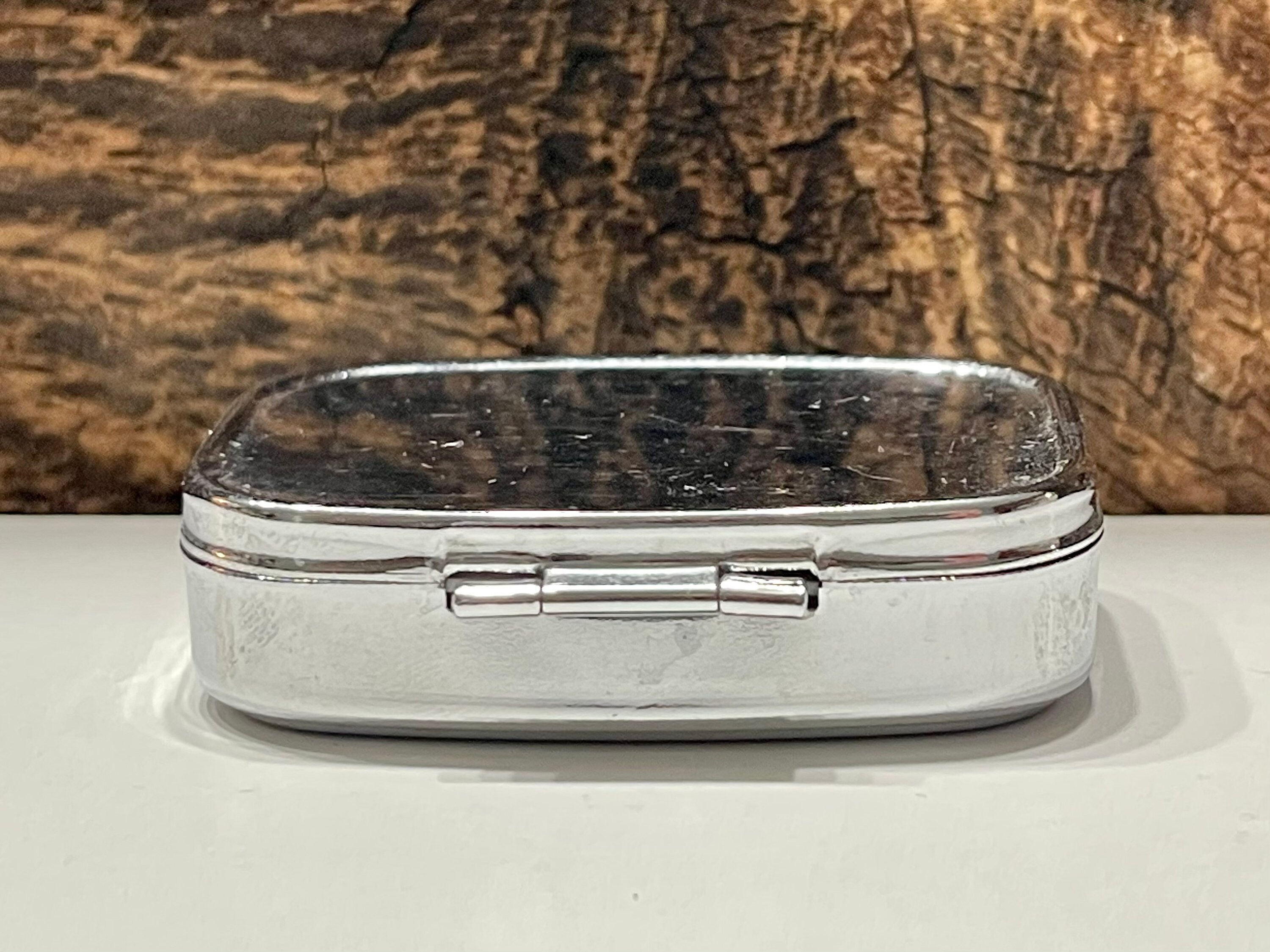 Vintage Pillbox Rectangle Pillbox Silver Tone Metal Pill - Etsy