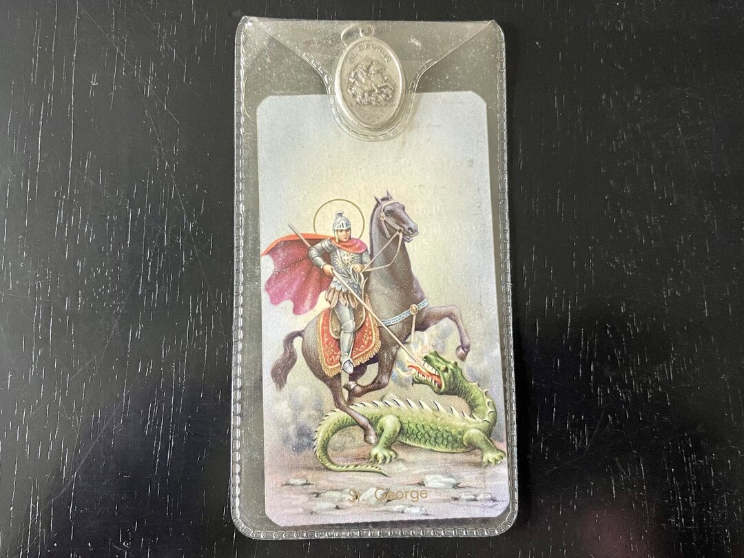 Vintage St George Religious Medal in Sleeve With Prayer, Saint George ...