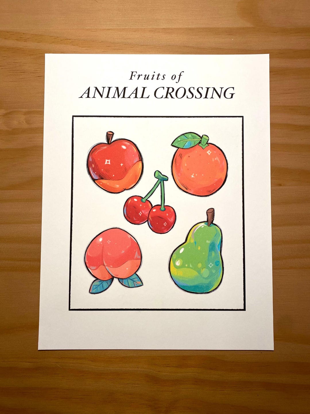 Fruits of Animal Crossing Art Print | Illustrated Wall Decor 8x10 - Etsy