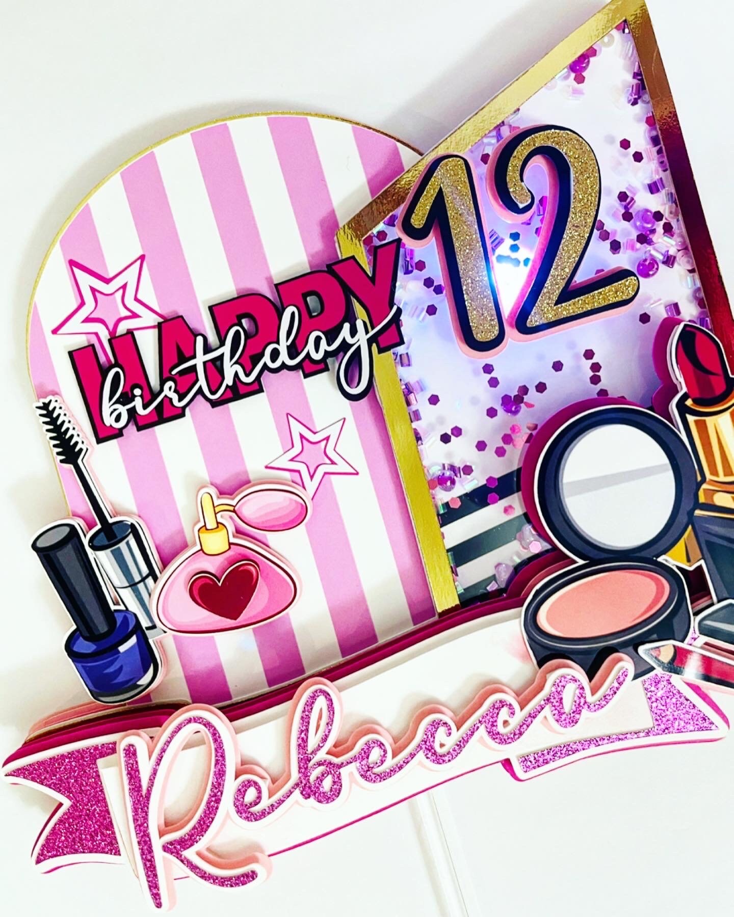 Makeup Cake Topper, Personalized Makeup Cake Topper, Custom Birthday ...