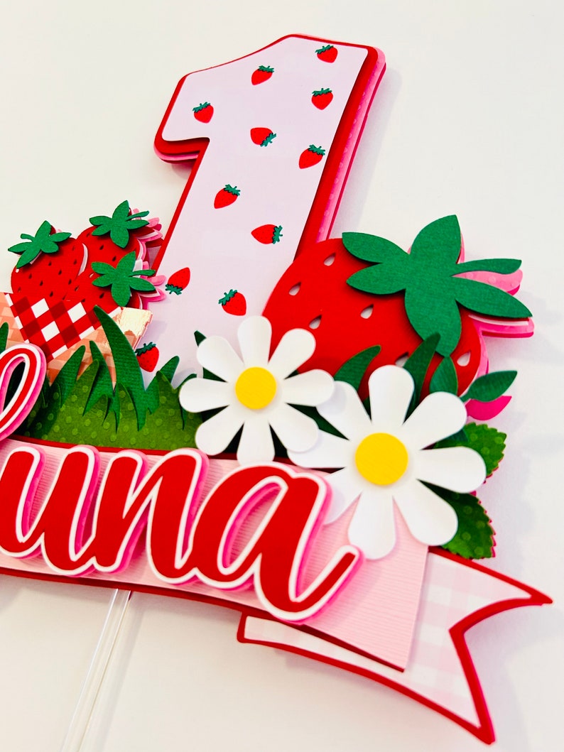 Strawberry Cake Topper, Personalized Strawberry Cake Topper, Berry ...