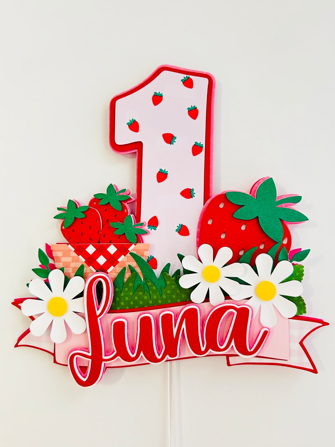 Strawberry Cake Topper, Personalized Strawberry Cake Topper, Berry ...