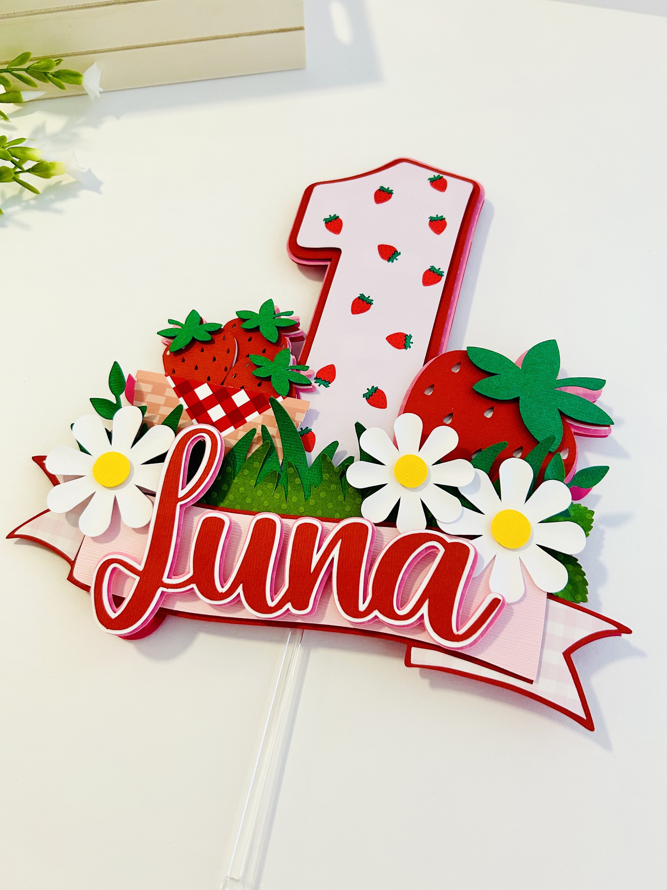 Strawberry Cake Topper, Personalized Strawberry Cake Topper, Berry ...