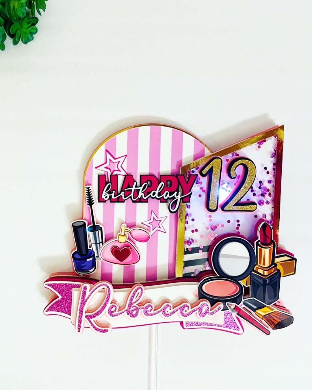 Makeup Cake Topper, Personalized Makeup Cake Topper, Custom Birthday ...