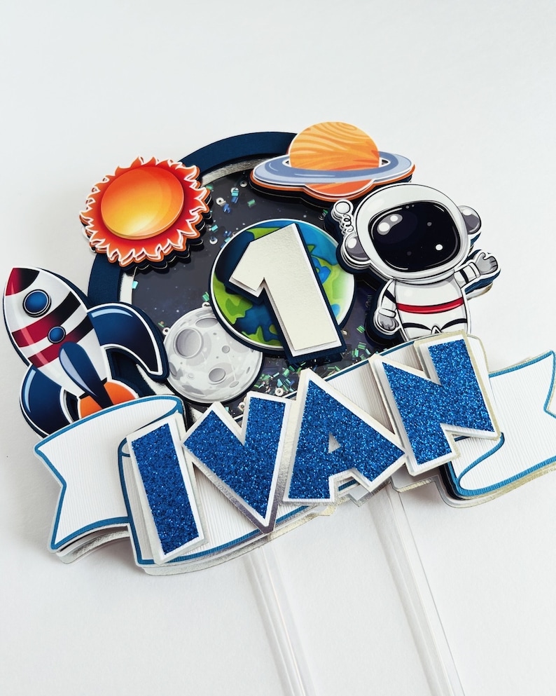 Astronaut Cake Topper, Personalized Astronaut Cake Topper, Custom Space ...