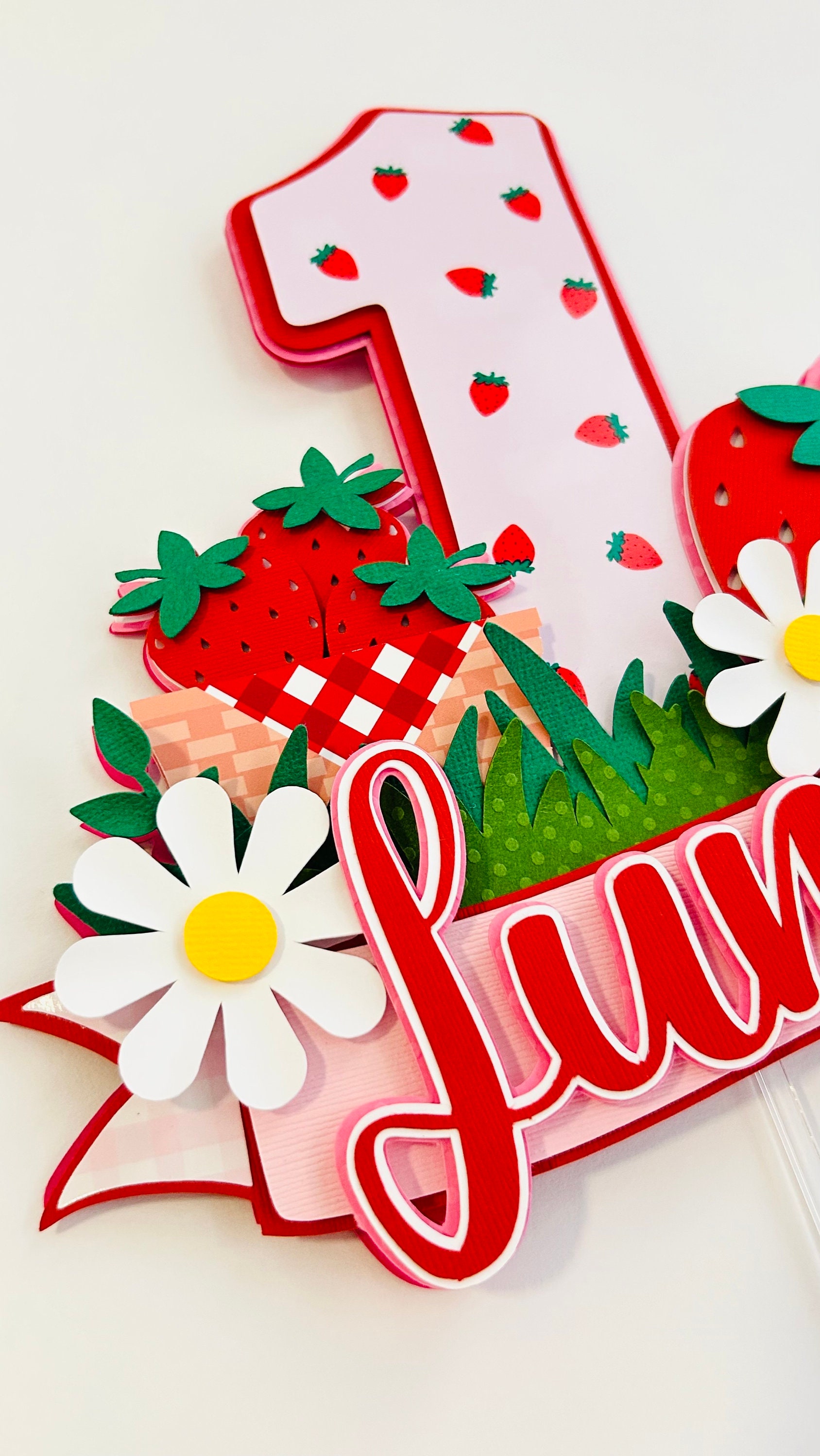 Strawberry Cake Topper, Personalized Strawberry Cake Topper, Berry ...