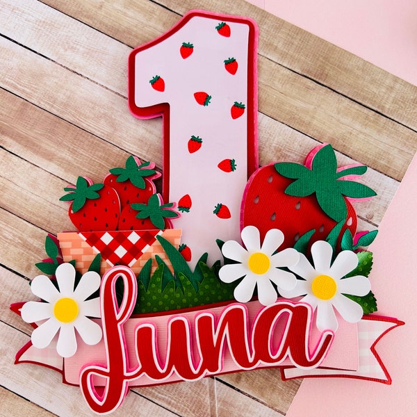 Personalized Strawberry Cake Topper - Etsy