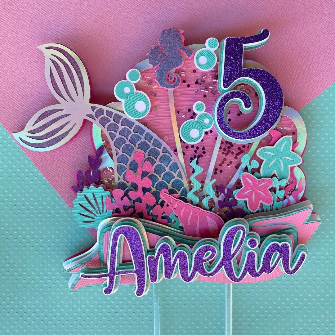 Mermaid Cake Topper, Personalized Mermaid Cake Topper, Custom Birthday ...