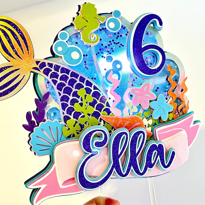 Tail Mermaid Cake Topper, Mermaid Cake Topper, Personalized Mermaid ...