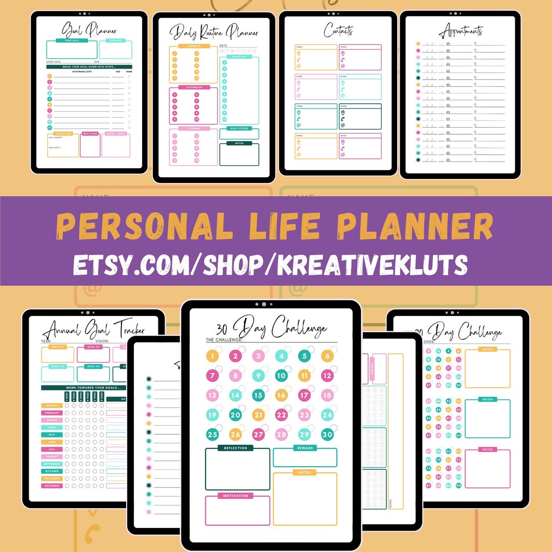 Personal Life Planner Wellness Planner, Happy Planner, Productivity ...