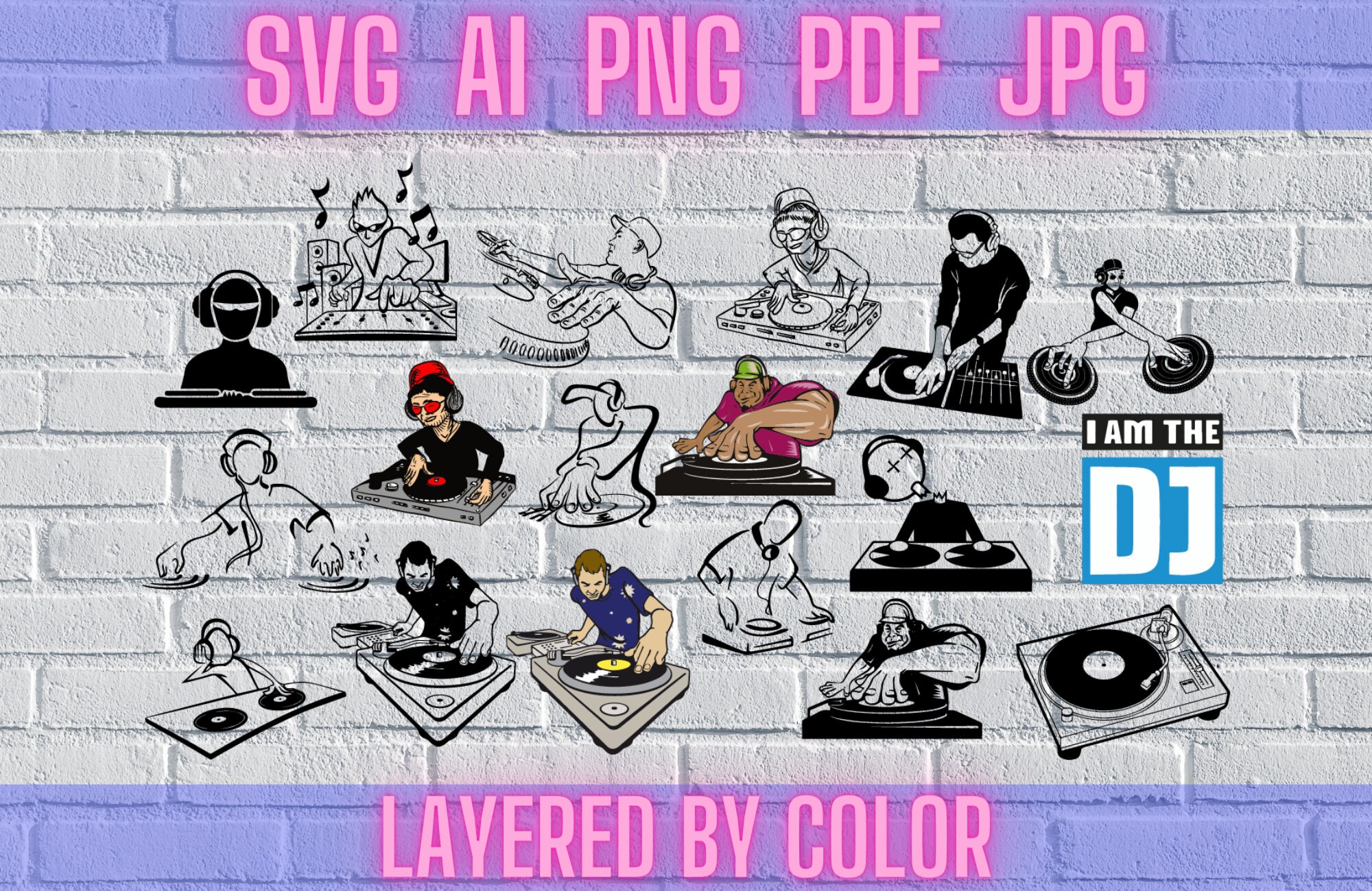 DJ SVG bundle DJ Clipart Decal Cut Files For Silhouette | Etsy