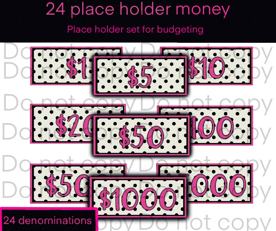 Money Placeholders Printable for A6 Budget Binder, Cash Envelope ...