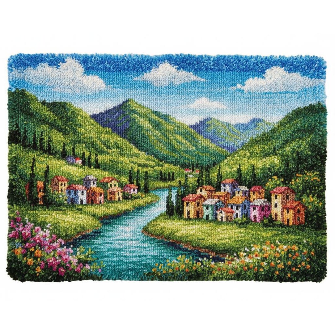 Tuscan Village Latch Hook Rug Kits Pre-printed Canvas With Non-slip ...