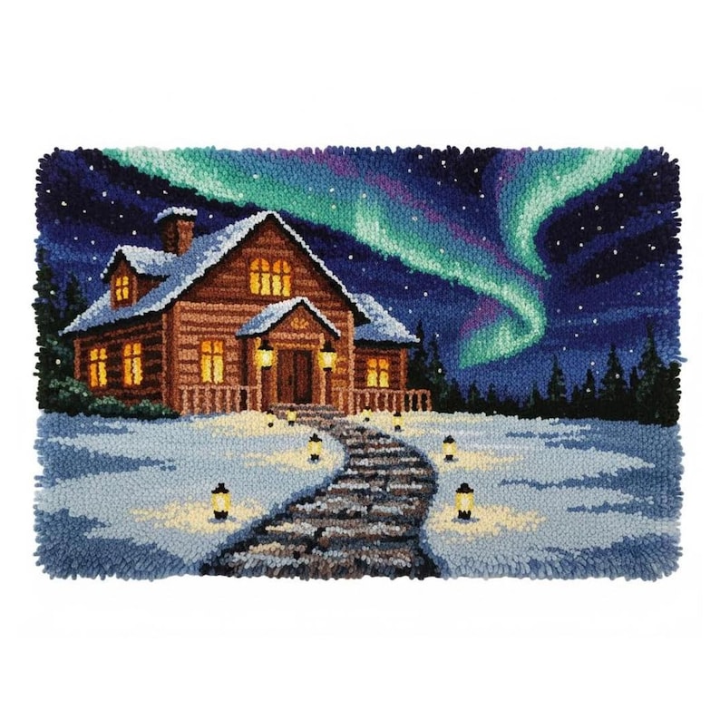 Aurora Borealis Latch Hook Rug Kits DIY Rug Making Kit Pre-printed ...