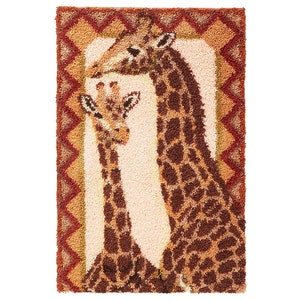 African Giraffes Latch Hook Rug Kits Pre-printed Canvas With Non-slip ...