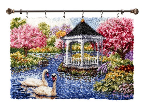 Spring Garden Gazebo Latch Hook Rug Kits Pre-printed Canvas - Etsy