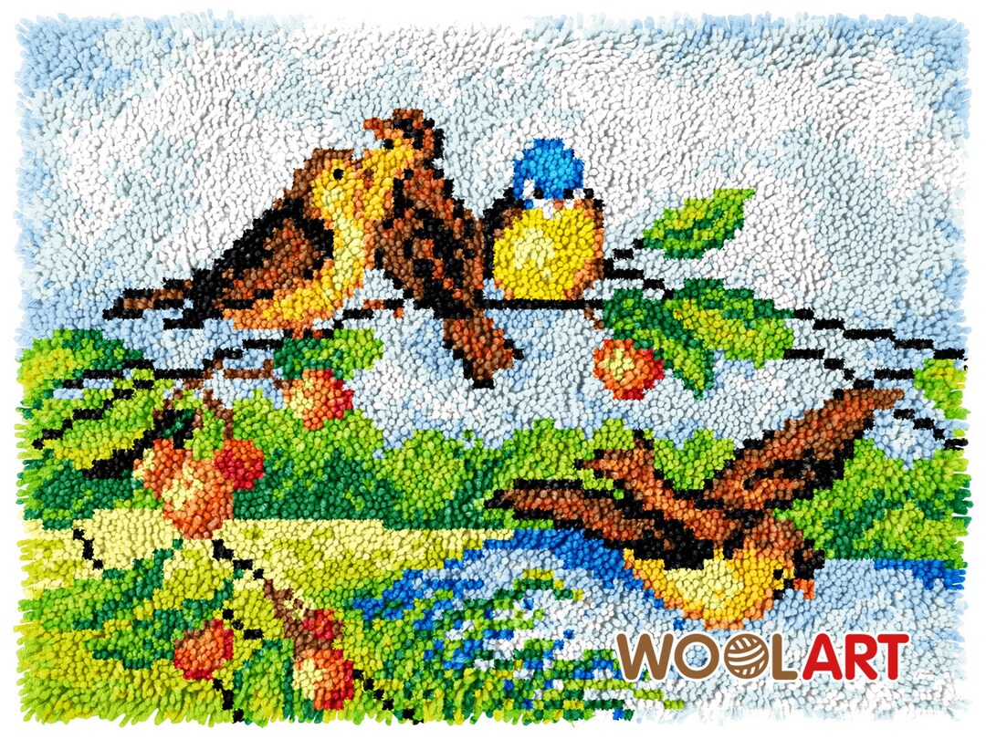 Birds on a Tree Latch Hook Rug Kits for Adults Blank Canvas 64x48cm - Etsy