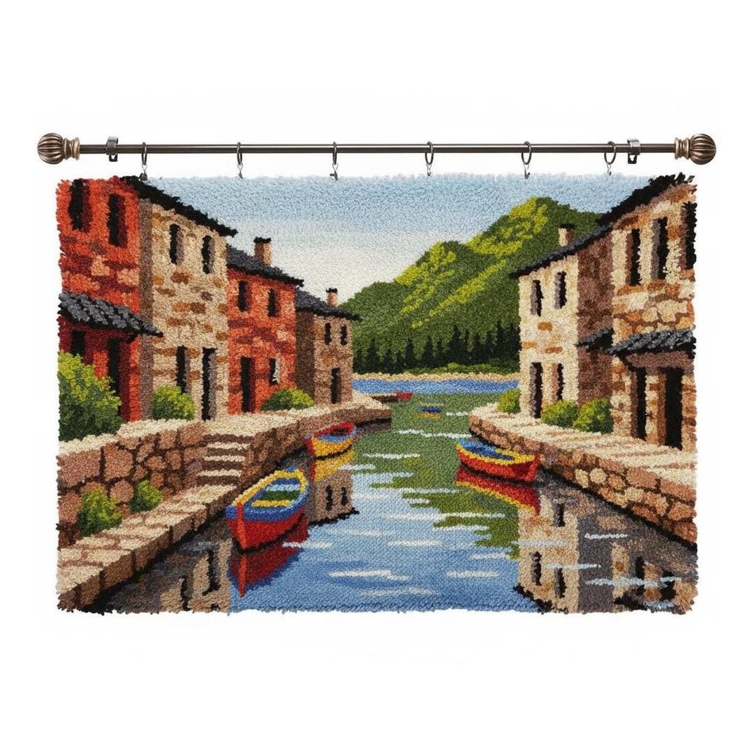 Canal Stone Village Latch Hook Kit for Adults Rug Making Kits DIY Wall ...