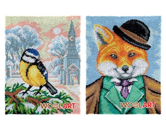 Dog With Tiger Latch Hook Rug Kits for Adults Blank Canvas - Etsy