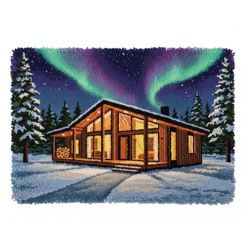 Aurora Borealis Latch Hook Rug Kits DIY Rug Making Kit Pre-printed ...