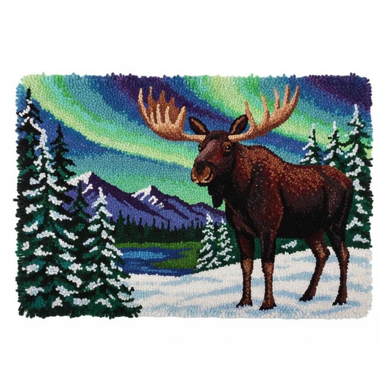 Aurora Borealis Latch Hook Rug Kits DIY Rug Making Kit Pre-printed ...