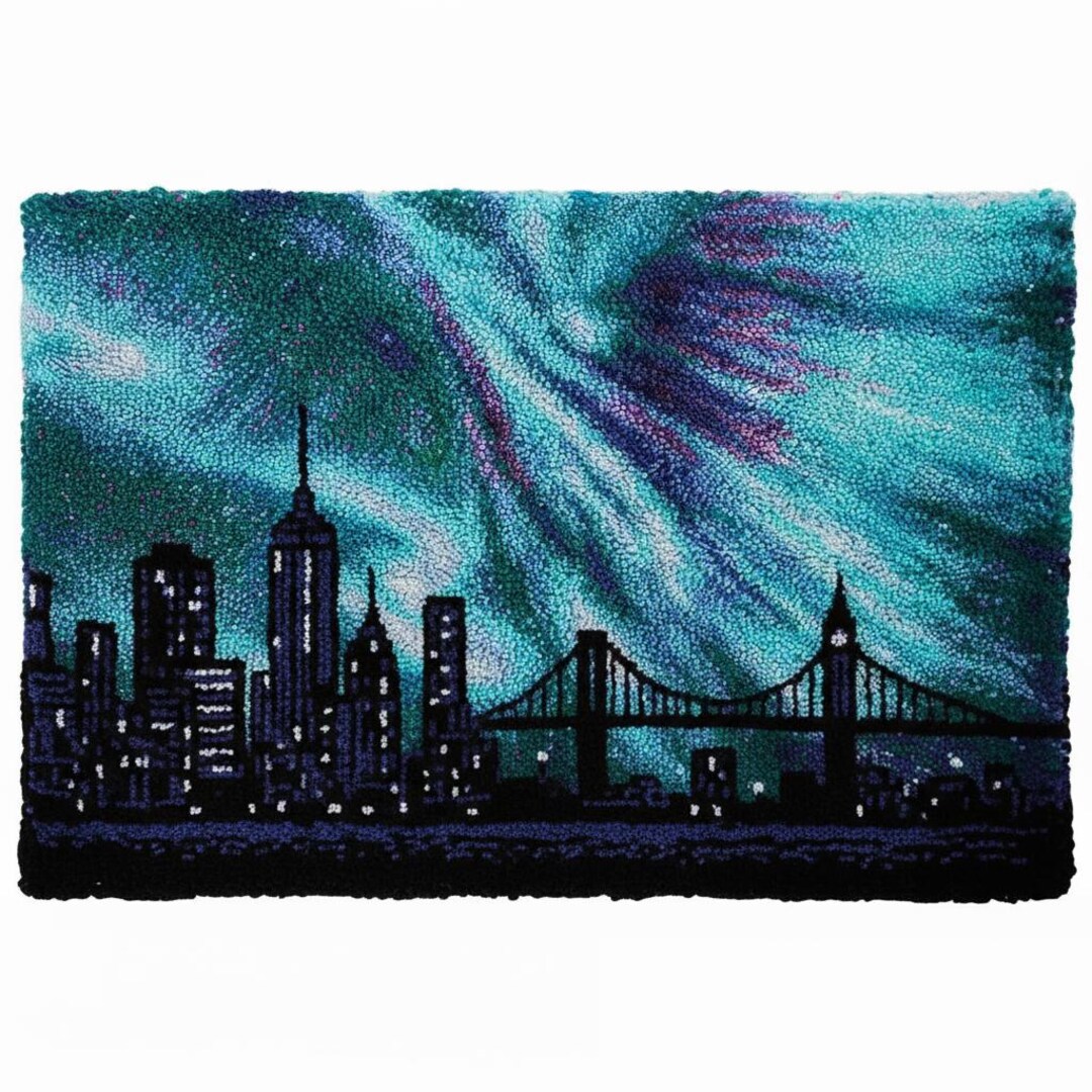 Aurora Borealis Latch Hook Kit DIY Rug Making Kit Pre-printed Canvas ...