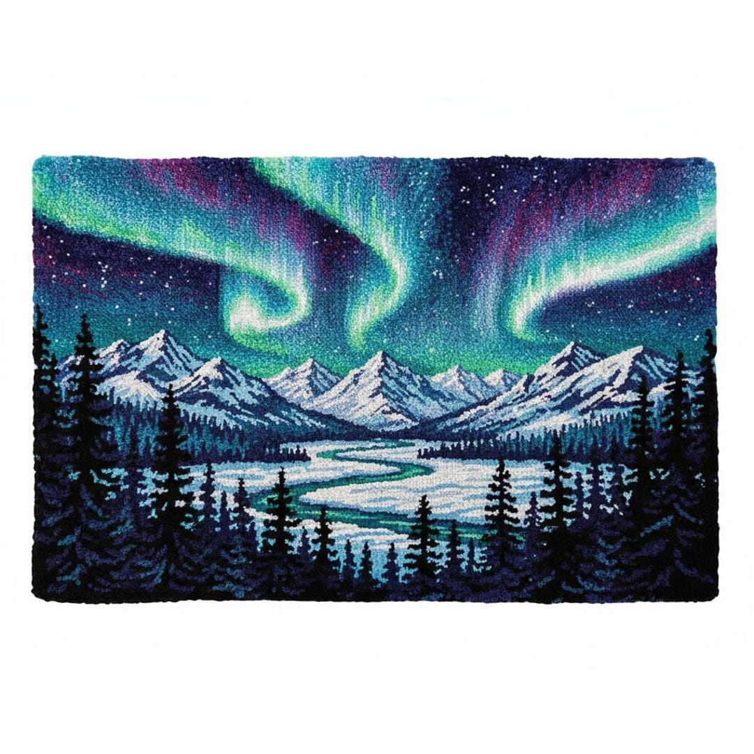 Aurora Borealis Latch Hook Rug Kits DIY Rug Making Kit Pre-printed ...