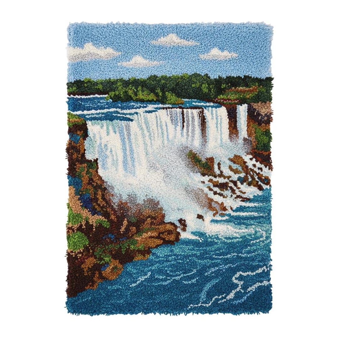 Niagara Falls Latch Hook Kit DIY Rug Making Kit Pre-printed Canvas ...