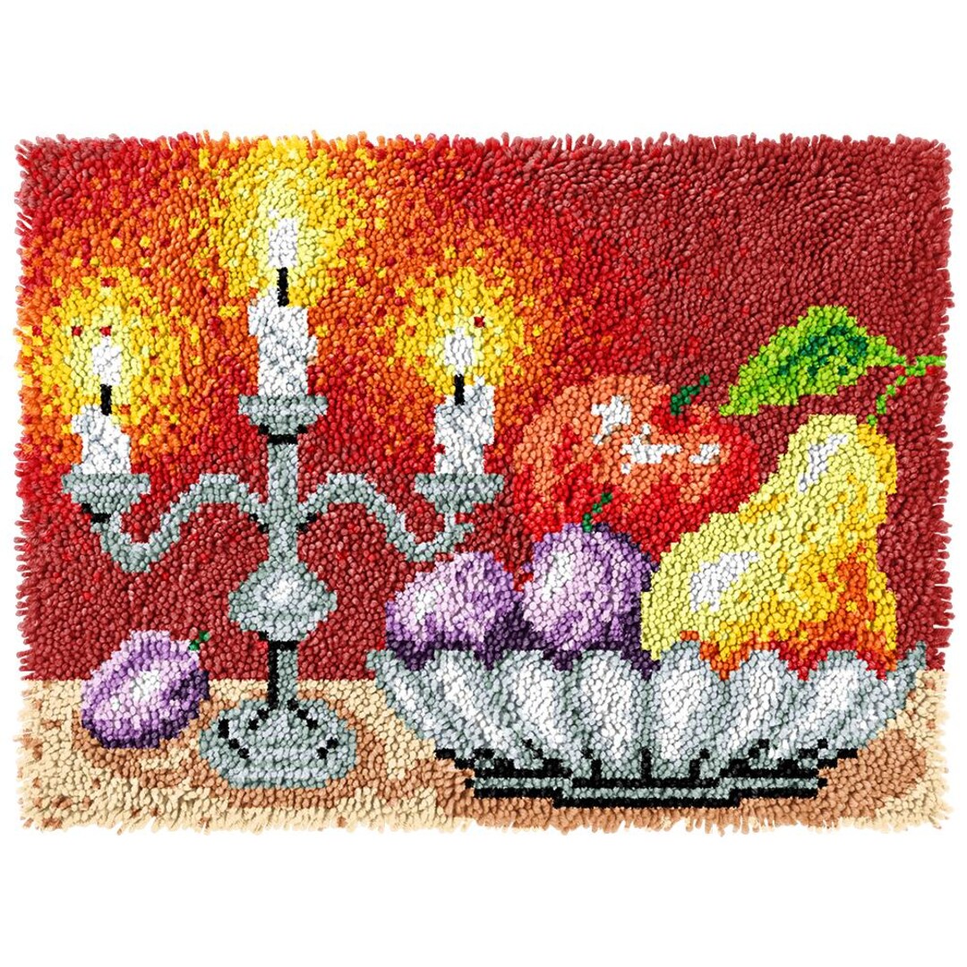 Still Life Fruits Latch Hook Rug Kits for Adults Blank Canvas 64x48cm ...