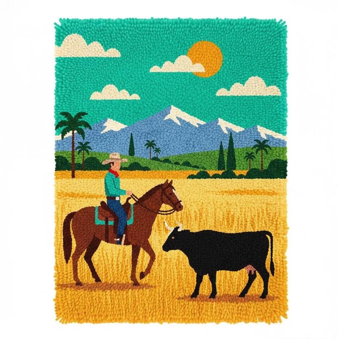 Oklahoma Latch Hook Kit DIY Rug Making Kit Pre-printed Canvas 55x75cm ...