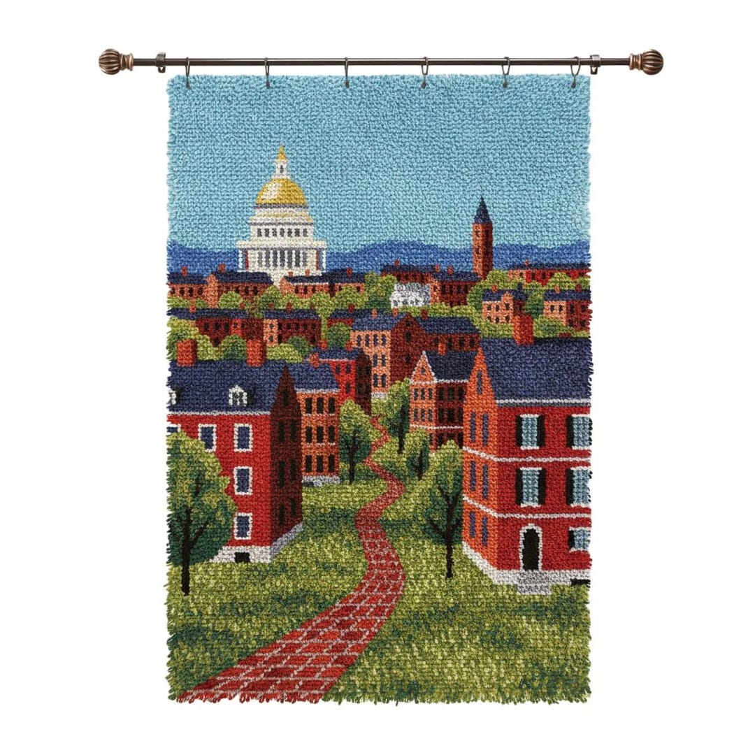 College Town Latch Hook Kit DIY Rug Making Kit Pre-printed Canvas ...