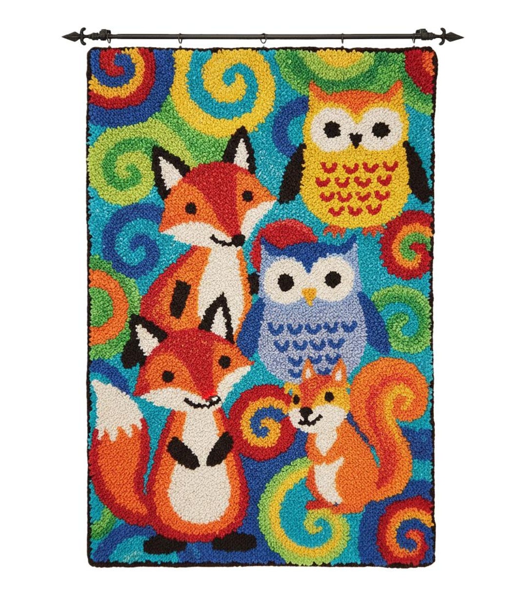 Whimsical Forest Animals Latch Hook Kit DIY Rug Making Kit Pre-printed ...