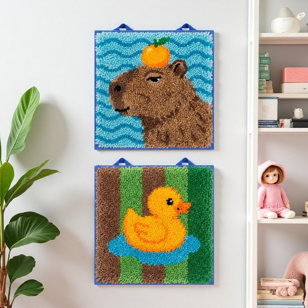 Capybara Duck Latch Hook Kit Beginner Rug Making Craft Gift Set of 2 - Etsy