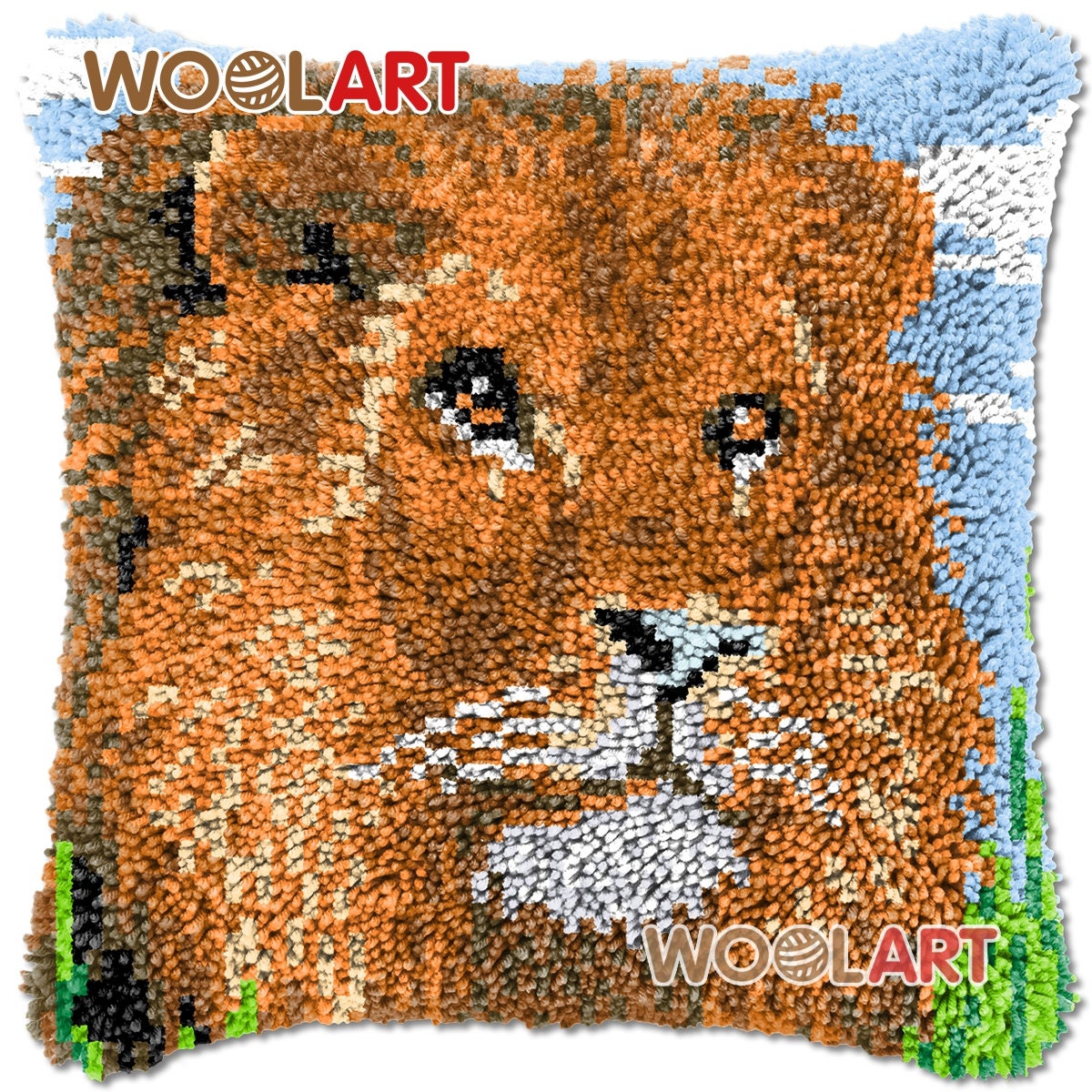 Lion Face Latch Hook Cushion Cover Kits for Adults Blank Canvas - Etsy