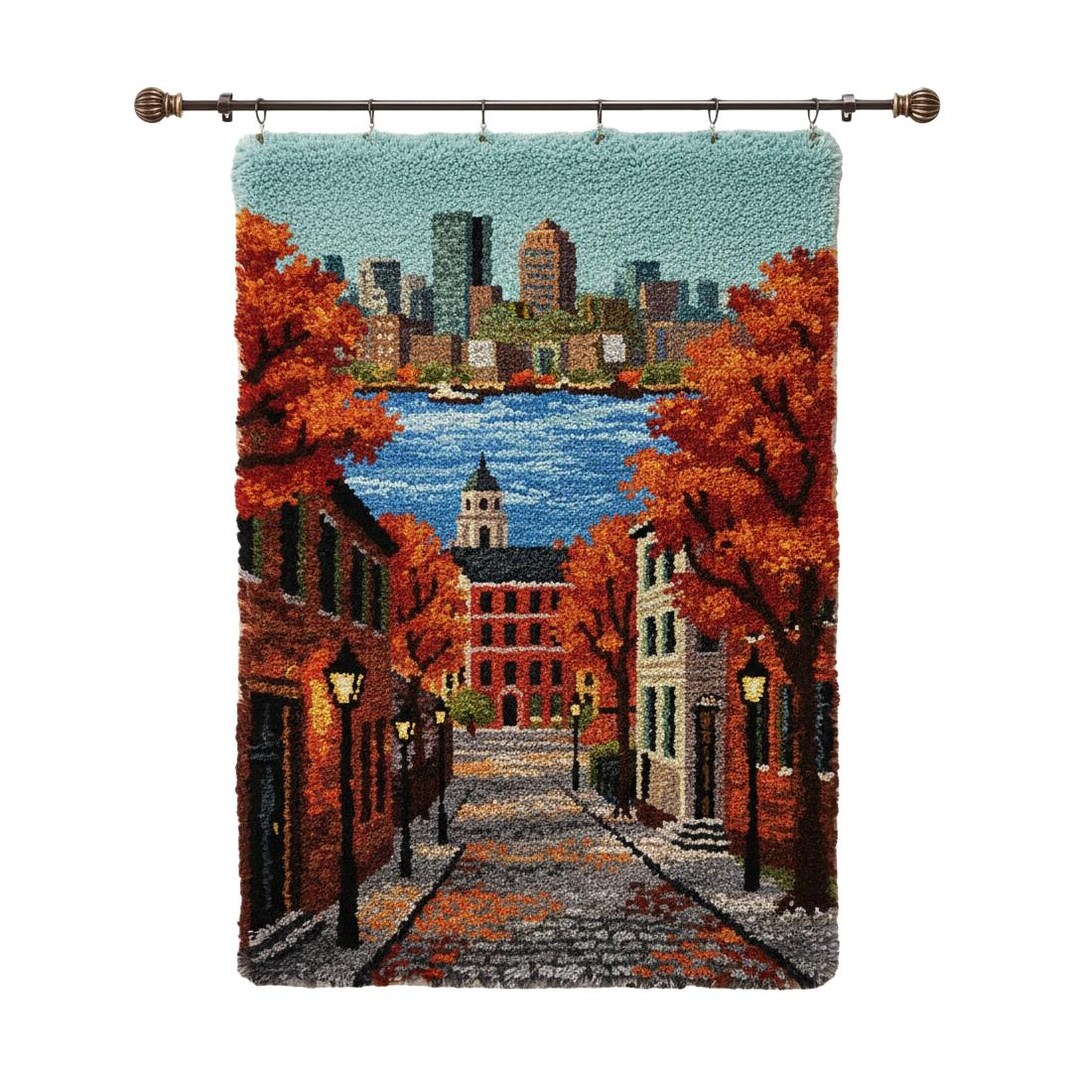 Boston Autumn Street Latch Hook Kit DIY Rug Making Kit Pre-printed ...