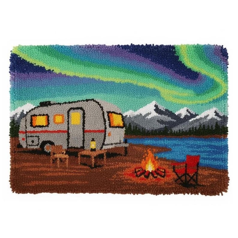 Aurora Borealis Latch Hook Rug Kits DIY Rug Making Kit Pre-printed ...