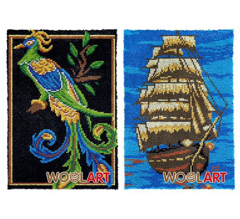 Peacock and Sailboat Latch Hook Rug Kits for Adults Blank - Etsy