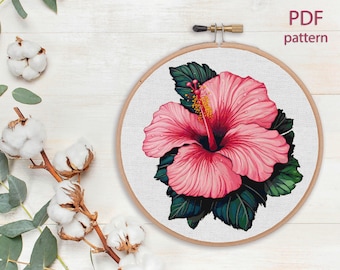 Hibiscus Cross Stitch Pattern - Etsy