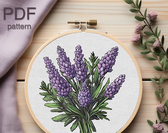 Lavender Cross Stitch Pattern - Etsy